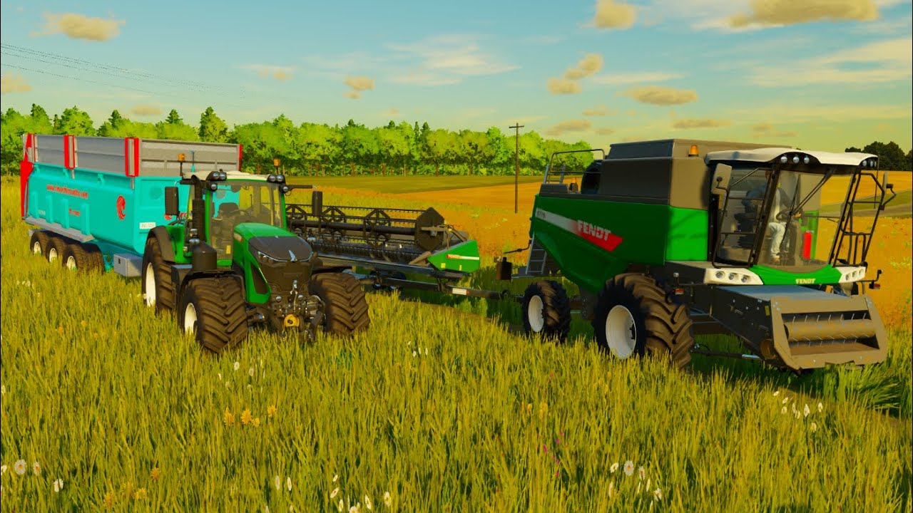 FS22 2 FIELD HARVESTING WITH FENDT 6275L COMBINE EAT VINELAND NJ USA ...