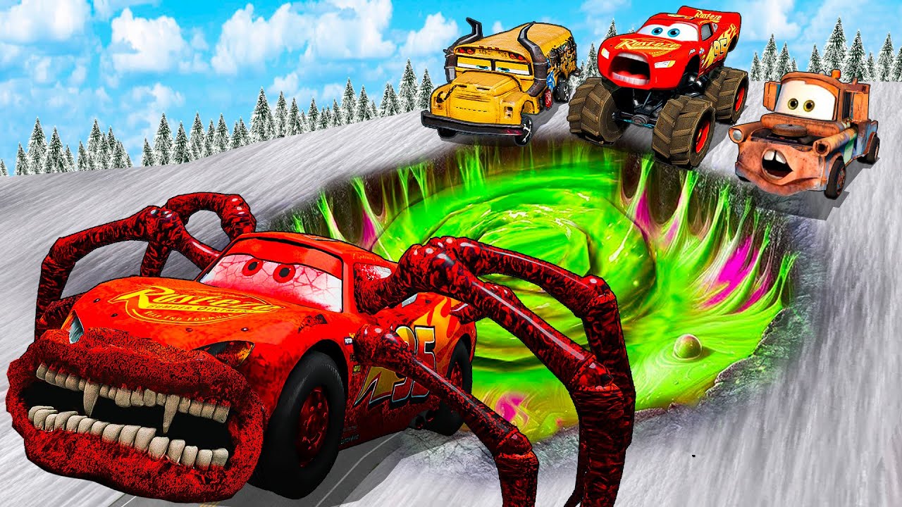 ZOMBIE Pit Transform Pixar cars Into Beast Lightning McQueen & Big ...