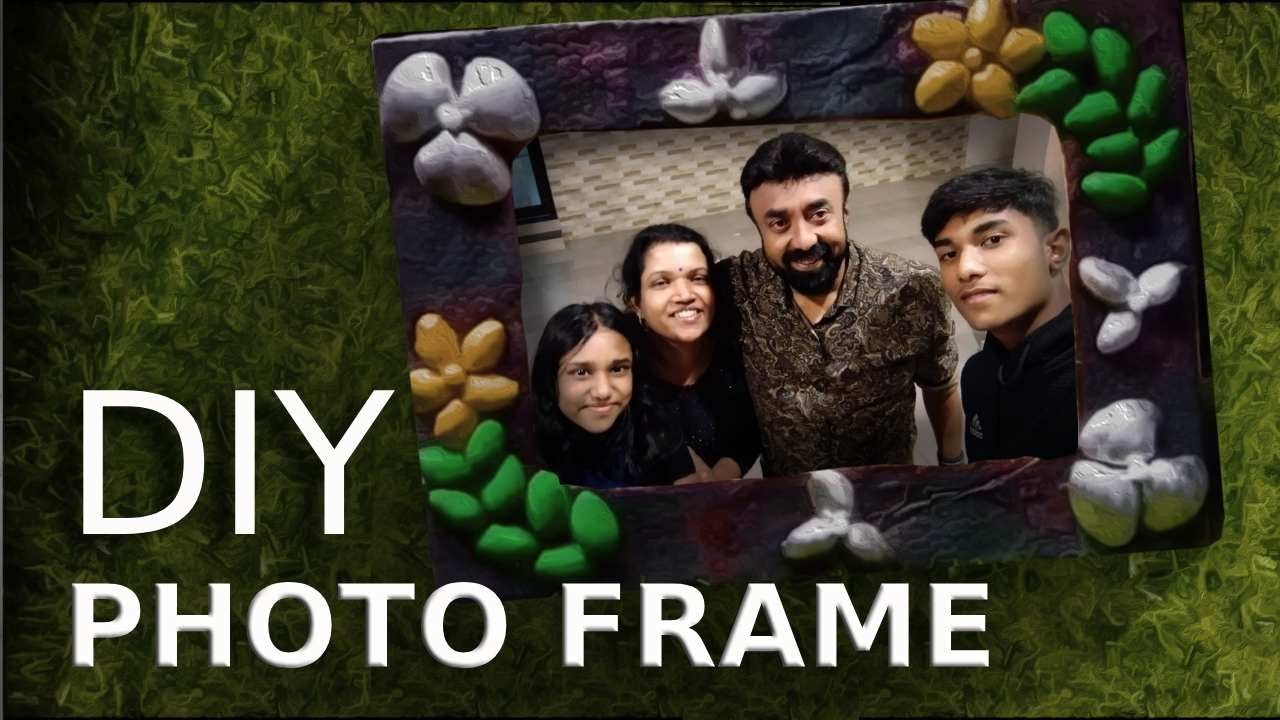 How to make photo frame | photo frame making with cardboard | easy ...