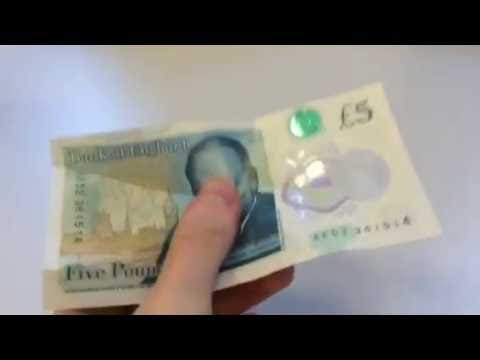 New plastic UK five pound banknote crumple test! - YouTube