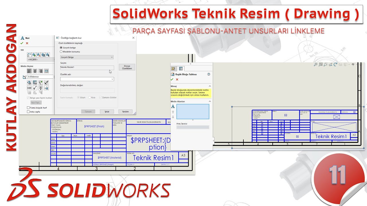 Solidworks Teknik Resim ( Drawing ) - 11.BÖLÜM Parça Sayfası Şablonu ...