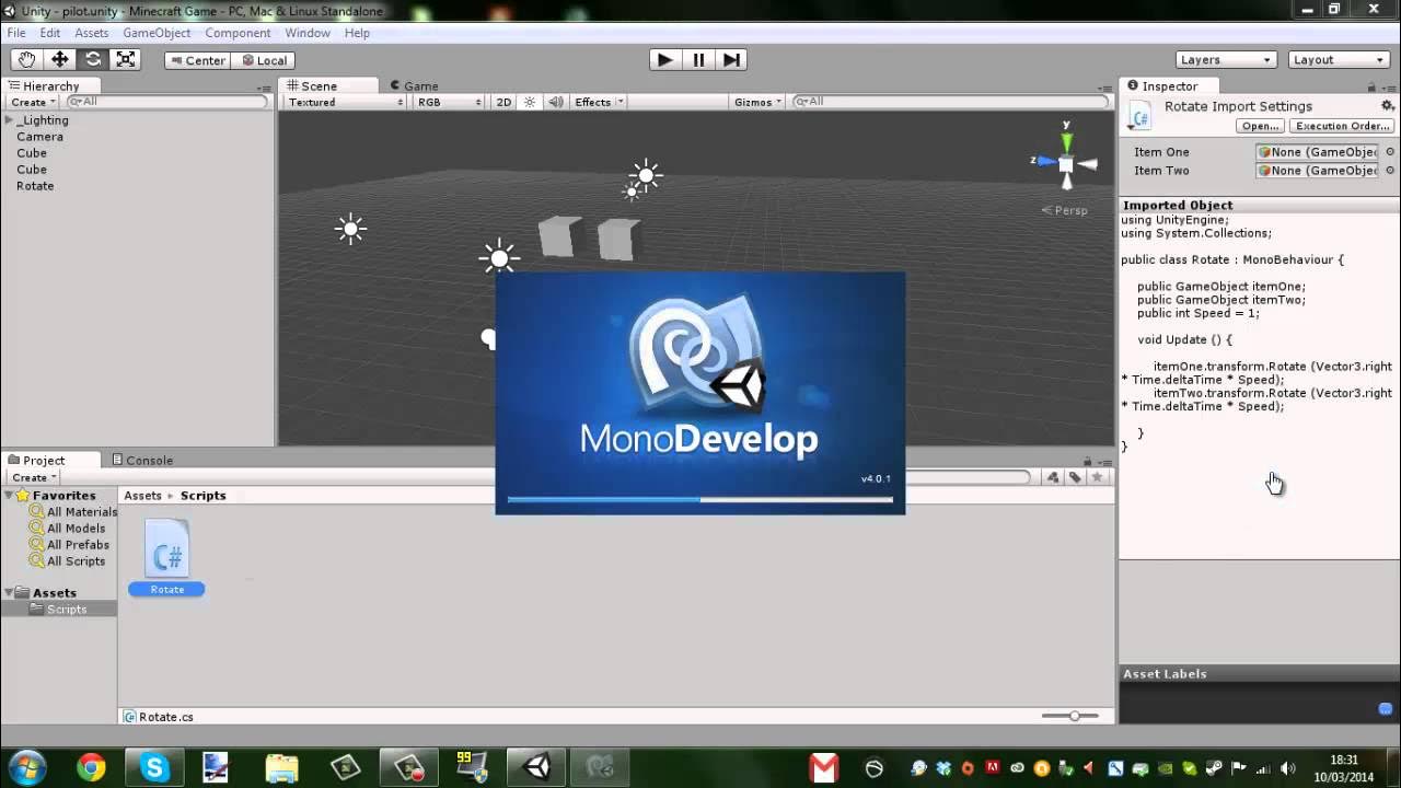 Unity3D Rotation using a script - YouTube