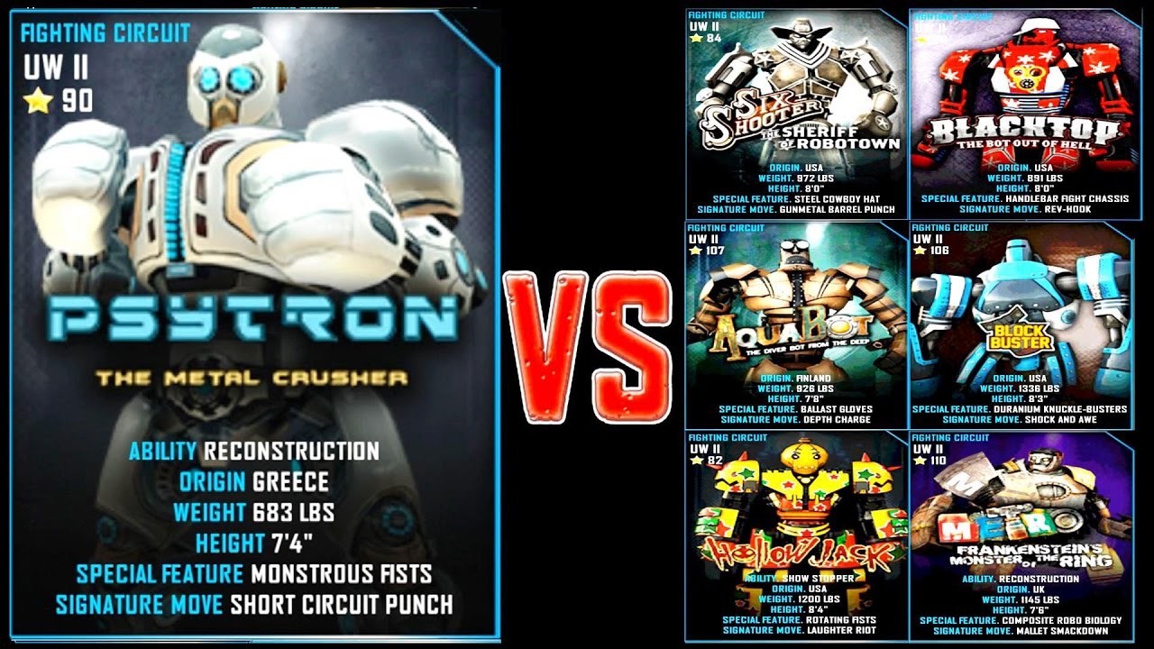 Real Steel WRB Psytron VS UW II Series of fights NEW ROBOT (Живая Сталь ...