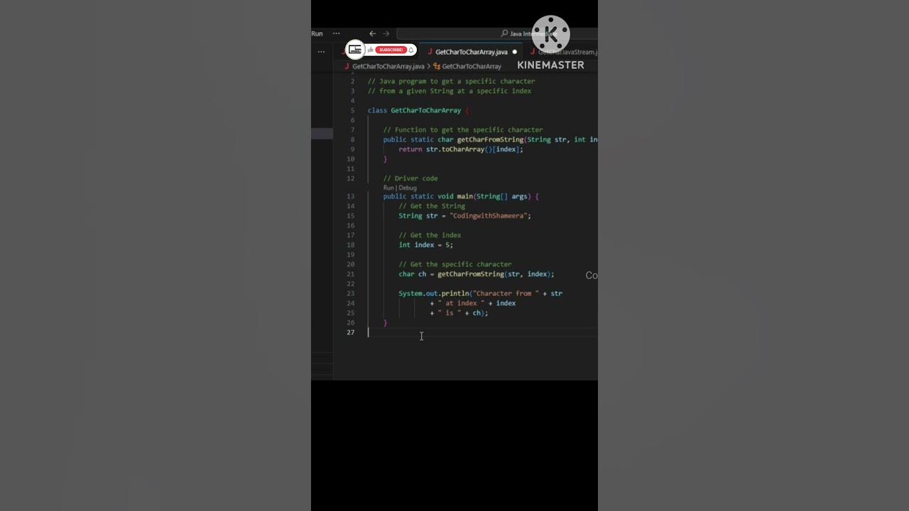 To Get a Character from String |String.toCharArray() method|@CodingwithShameera1 #java # ...