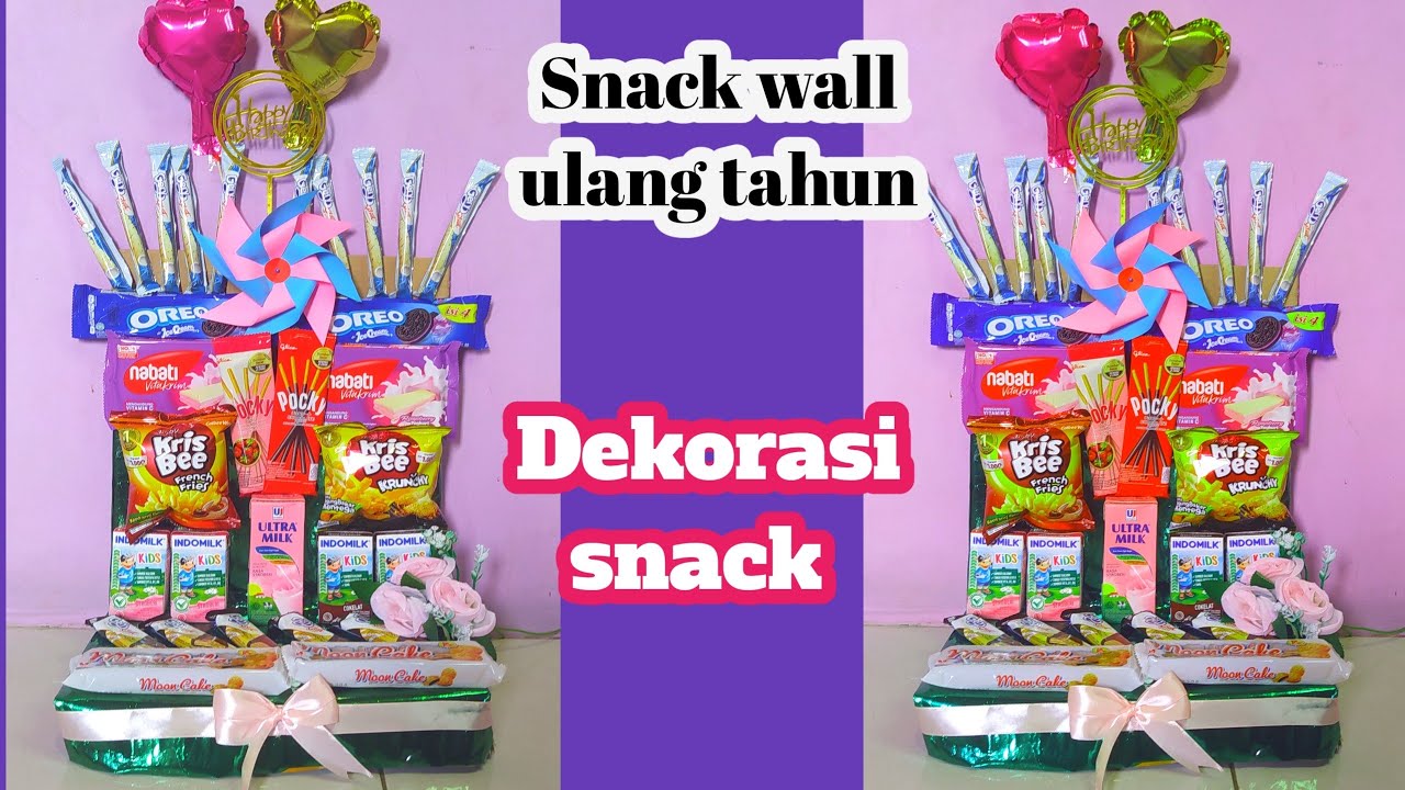 DIY SNACK WALL ULANG TAHUN II mading snack ulang tahun - YouTube