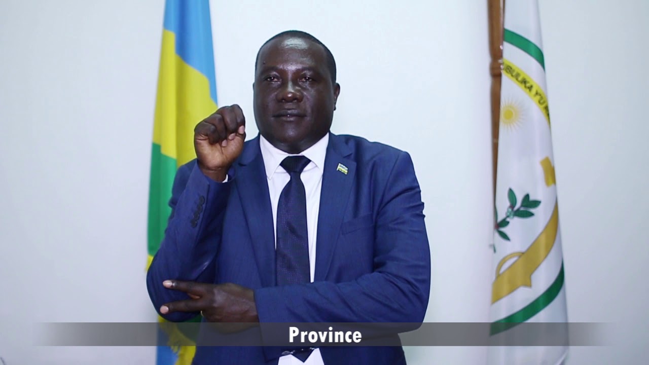Jeam Marie Gatabazi, Delivering his message into Rwanda Sign Language ...