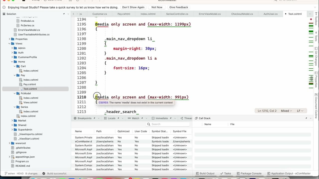 Aspnet Cs0103 The Name Media Does Not Exist In The Current Context Media Youtube
