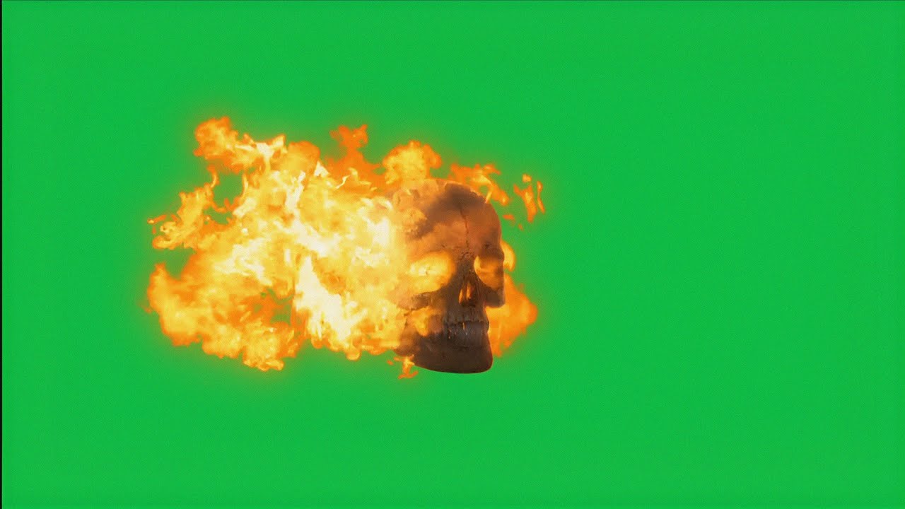 flaming skull green screen | green screen fire effect | green screen ...