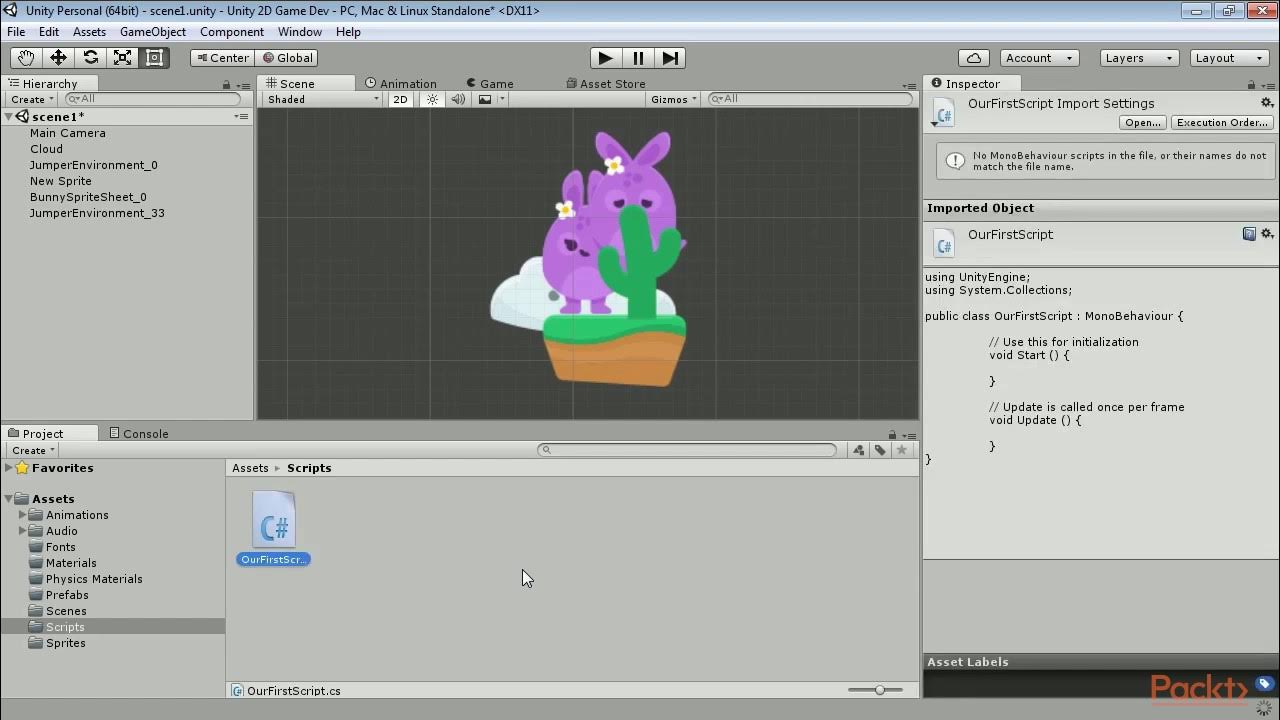 Getting Started Unity 2D Game Dev : Creating Scripts | packtpub.com ...