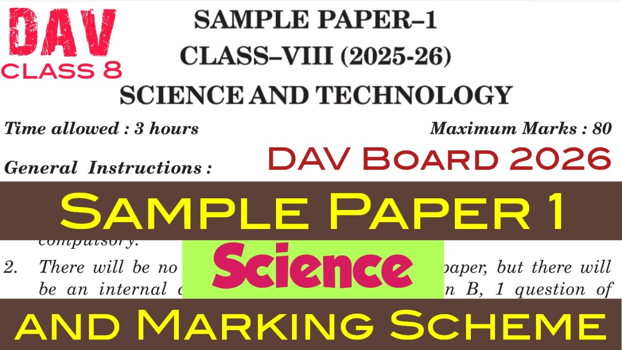 Science Sample Question Paper and Marking Scheme || DAV Board 2026 ...