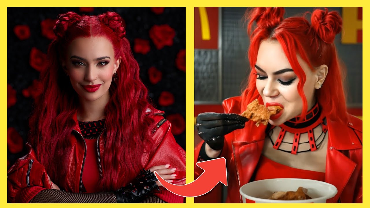 DESCENDANTS THE RISE OF RED CHARACTERS EATING A KFC CHICKEN 🍗 - YouTube