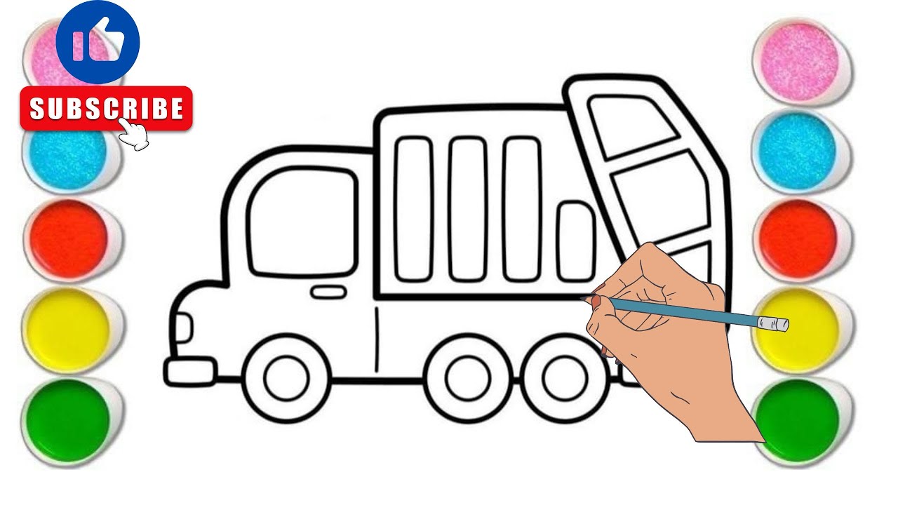 How to draw simple and easy garbage truck:step by steps painting and ...
