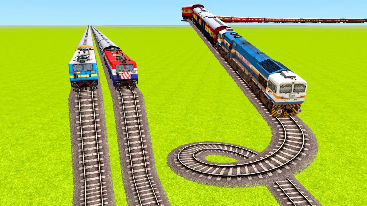 HIGHEST SPEED TRAINS FASTEST CROSSING ON HIGH ROTATING RAILROAD & HIGH ...