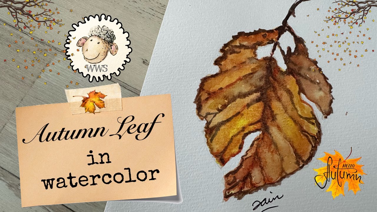AUTUMN LEAF IN WATERCOLOR #watercolorpainting #artvlog #autumnleaf # ...