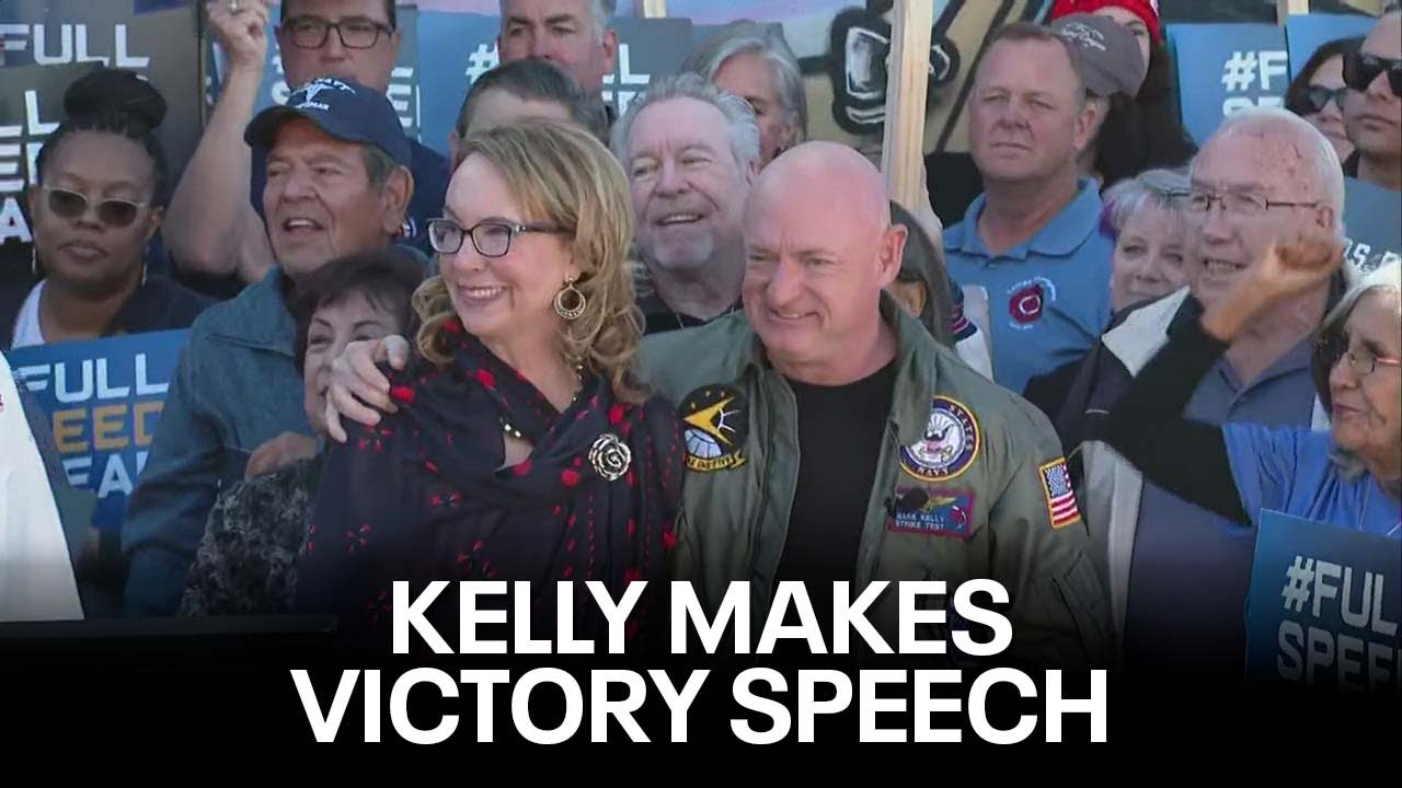 Mark Kelly makes victory speech after projected win over Blake Masters ...
