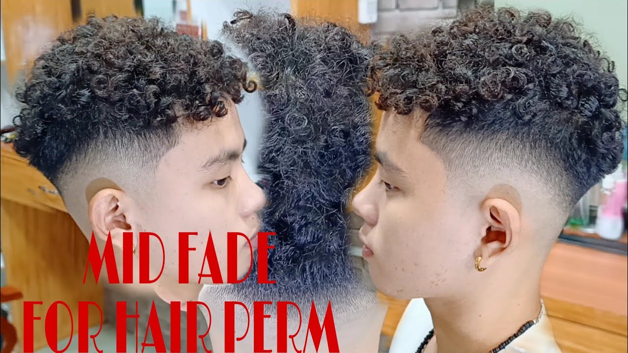 MID FADE FOR HAIR PERM | barber wil - YouTube