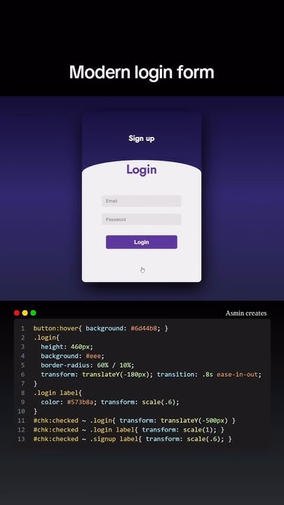 modern login form create using html CSS and JavaScript #login_form #websitedesign #website # ...