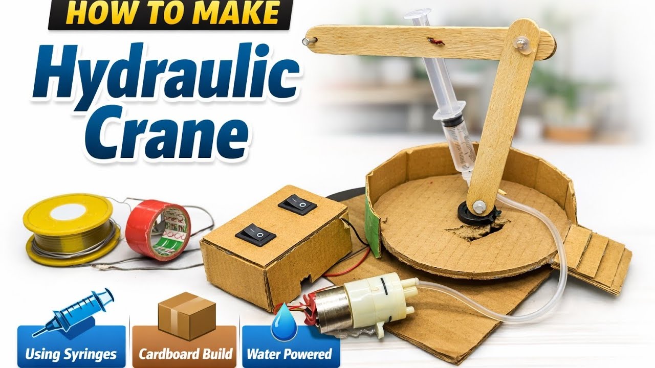 How to Make Hydraulic Crane at Home | DIY Cardboard Crane - YouTube