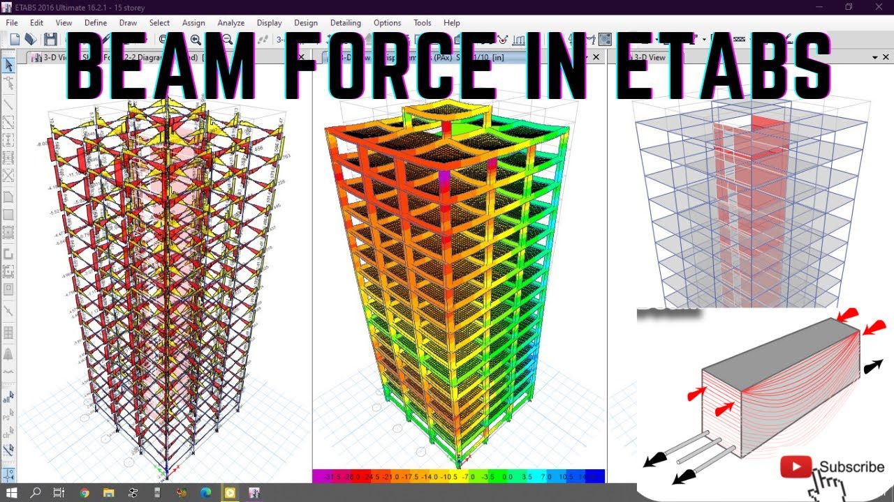 How to find out beam force in ETABS | Axial Force of beam | Plot ...