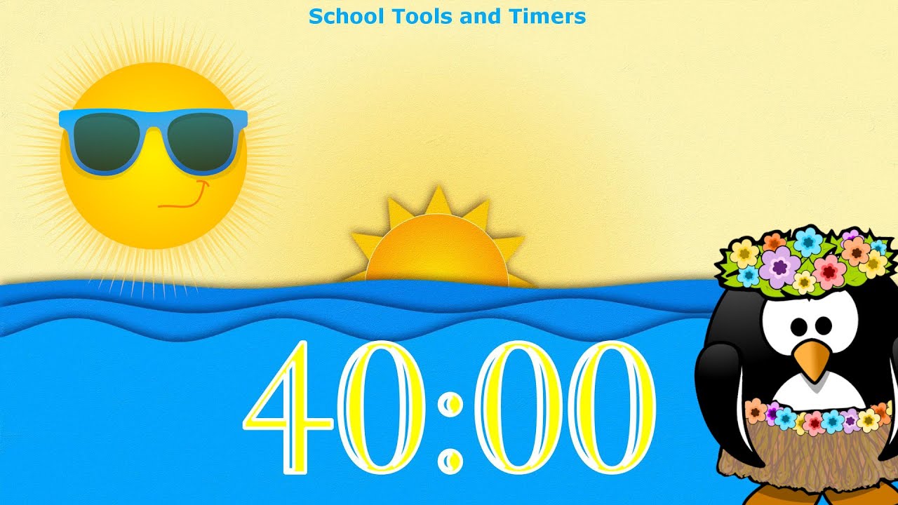 40 Minute Countdown Timer - Beach Sun Waves 🌞 - Beach Sounds 😎 - YouTube