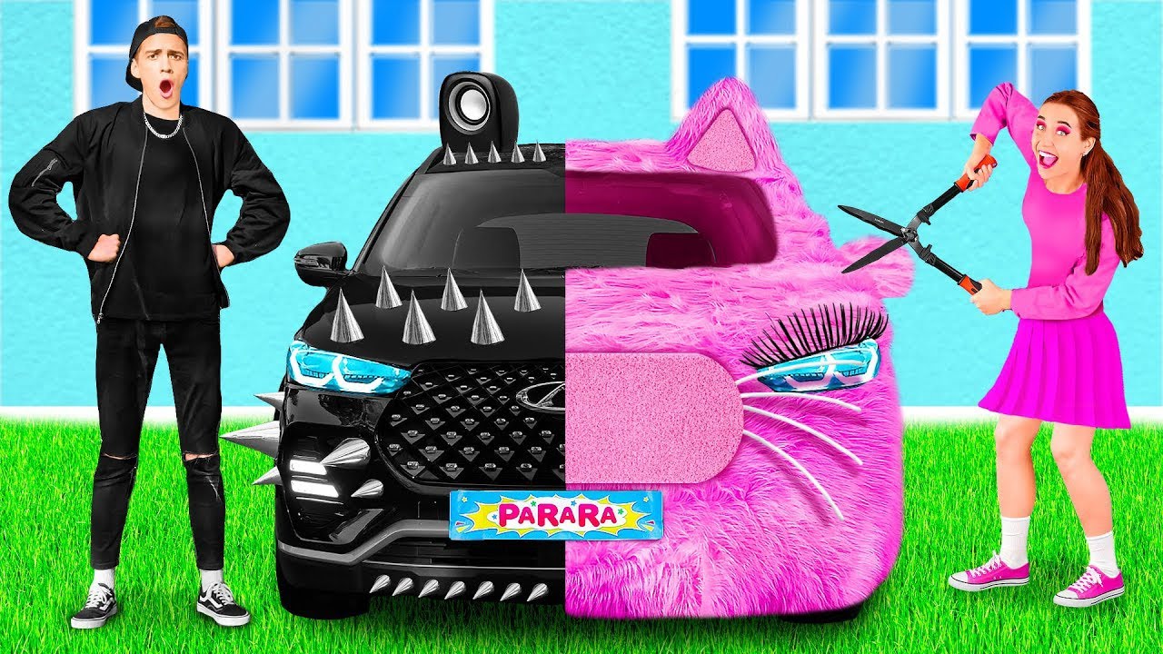 Pink Car vs Black Car Challenge by PaRaRa Challenge - YouTube