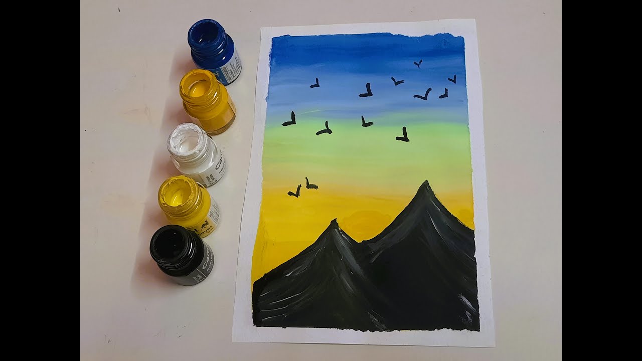 Easy and simple watercolor paint for beginners,painting using 3 colors ...