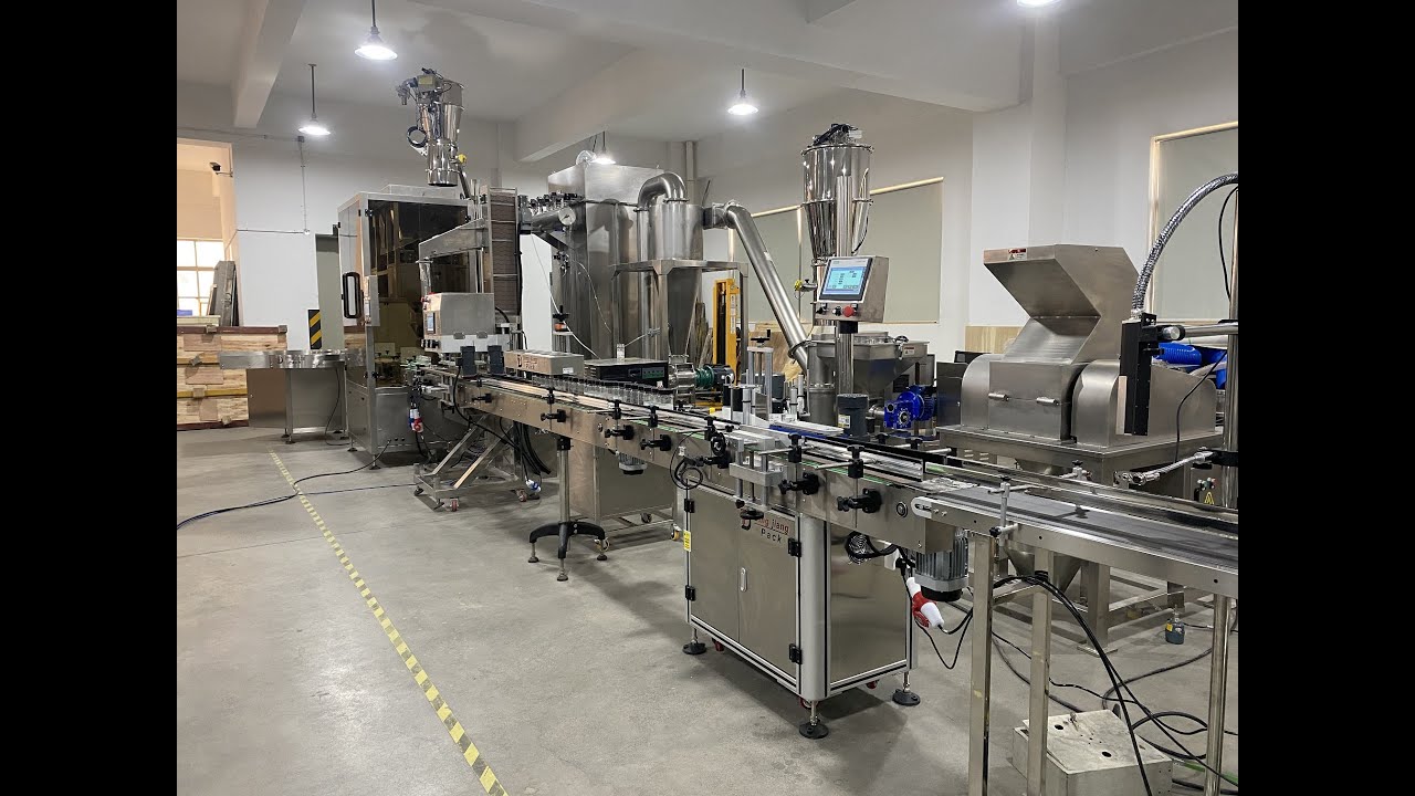 Spice bottle filling line - YouTube