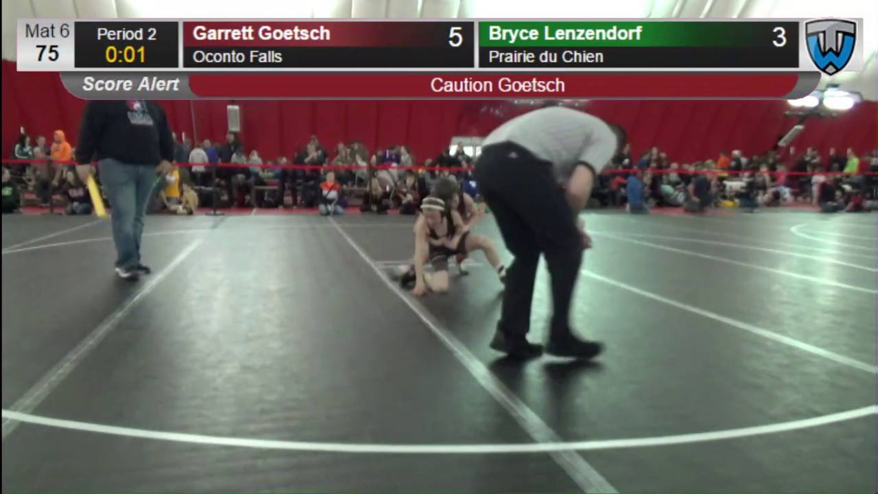 75 Garrett Goetsch Oconto Falls vs Bryce Lenzendorf Prairie du Chien ...