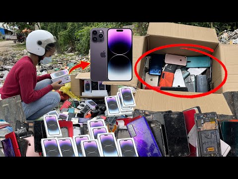 Incredible...😱!Found iPhone 14 Pro​ Max 📲With A lots Of Cracked Phone From Landfill