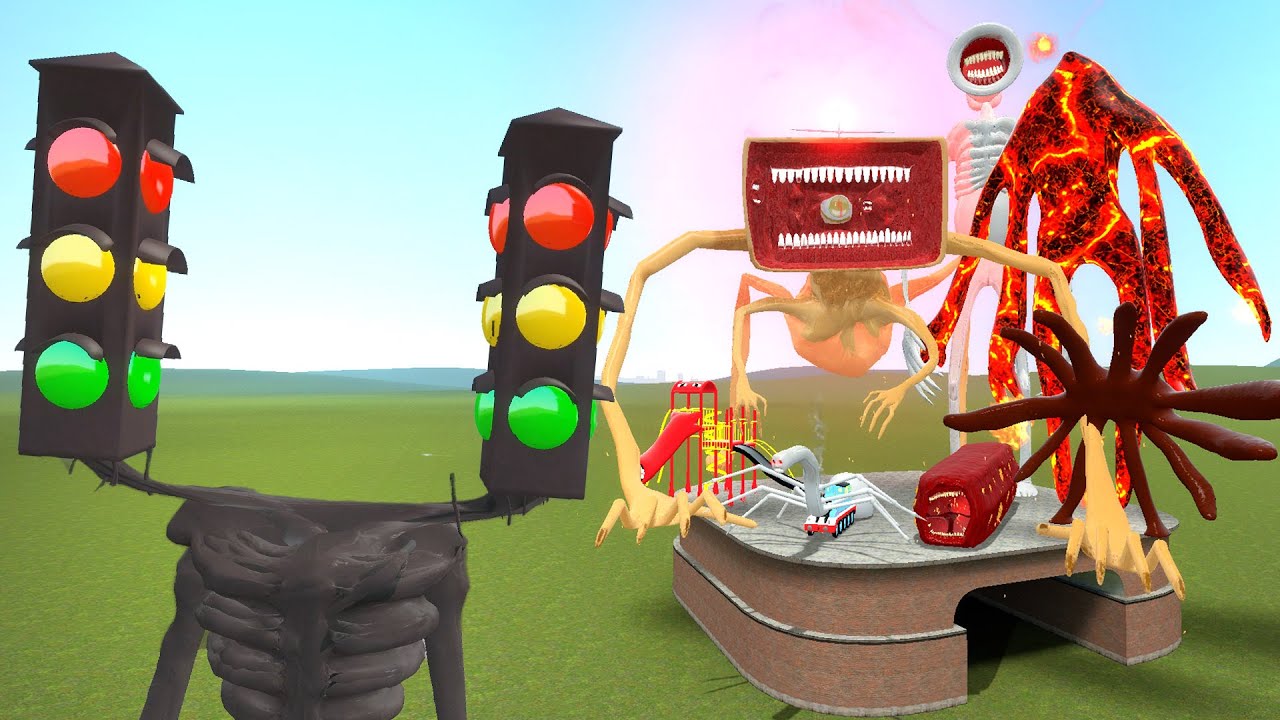 SIREN HEAD TRAFFIC LIGHT HEAD VS Trevor Henderson Creatures ( Garry's ...