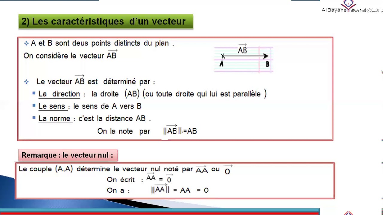 Mathématique Vecteurs et translation PARTIE 1 2AC - YouTube