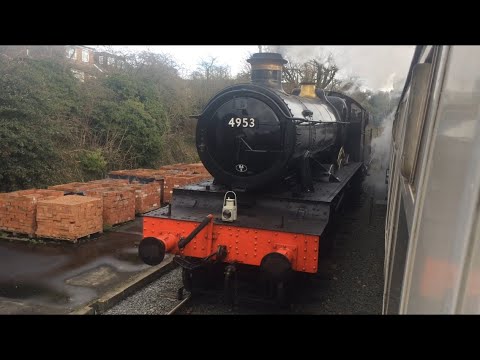 GWR Hall Class, 4953 ‘Pitchford Hall’ Runs Round Ongar Station, Epping Ongar Railway 23/2/20