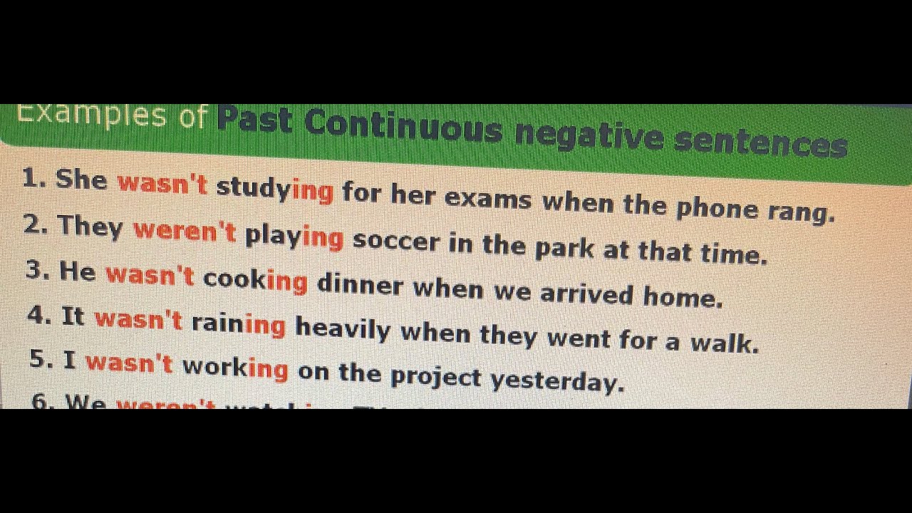 GRAMMAR PAST CONTINUOUS NEGATIVE & PAST CONTINUOUS INTERROGATIVE ...