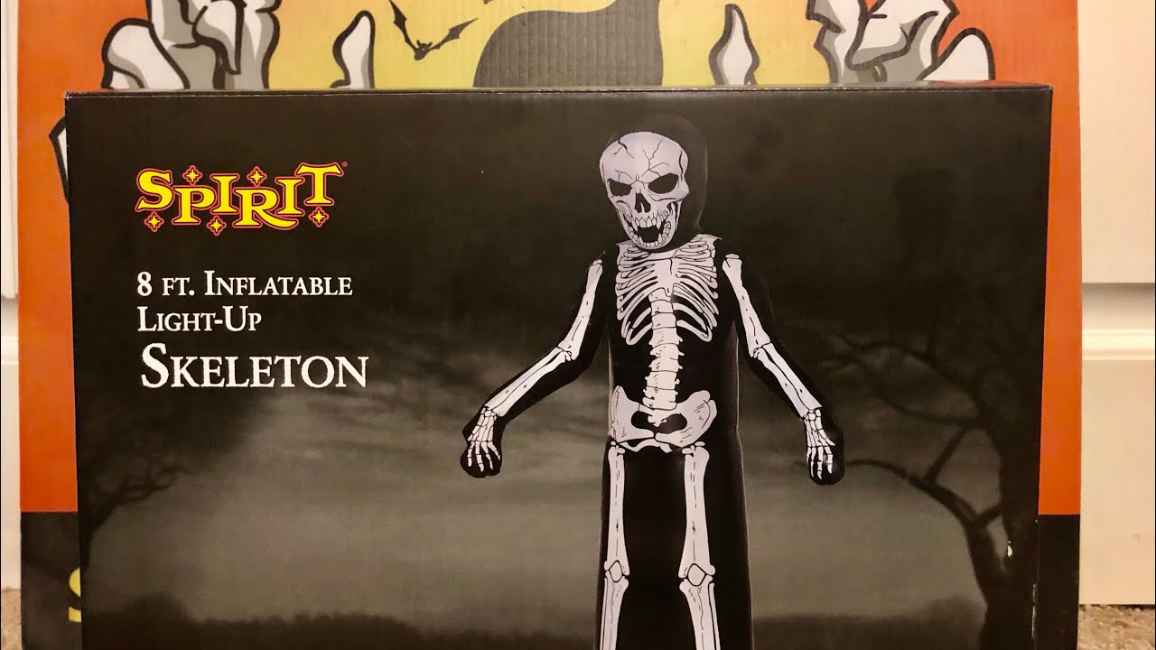 Spirit Halloween | 8ft Inflatable light-Up skeleton inflatable unboxing ...