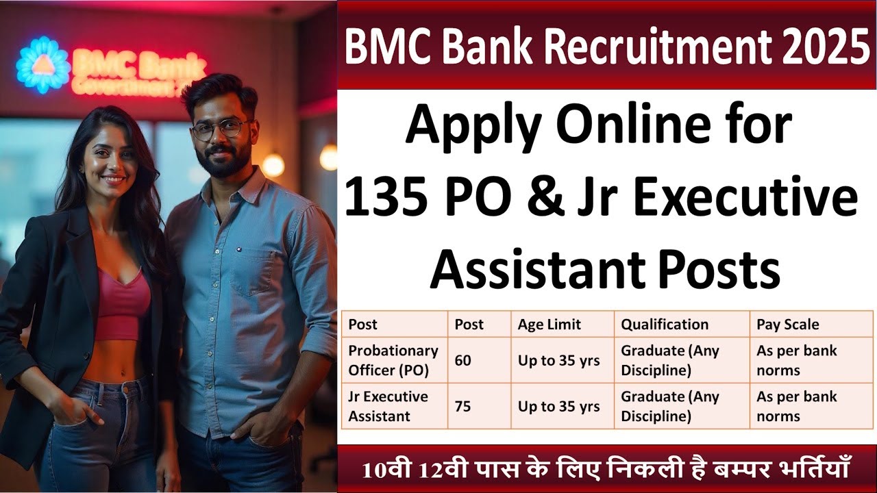 BMC Bank Recruitment 2025, Apply Online for 135 PO & Jr Executive ...