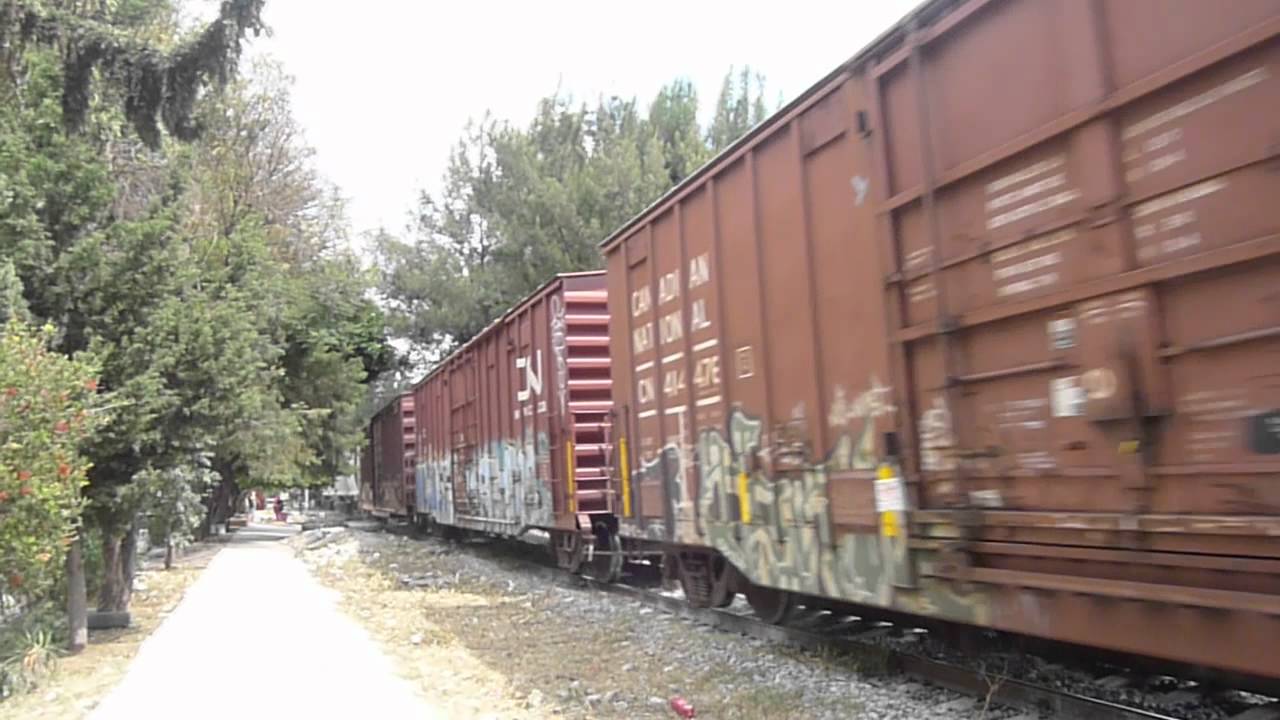 Ferrovalle freight train with armed guards riding caboose - Mexico City ...