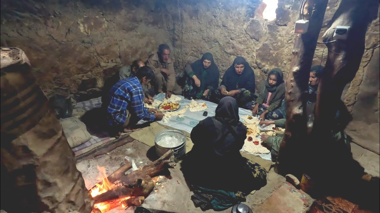 Nomadic Family Barbecue In Rainy Day _ Nomadic & Village Lifestyle Of ...
