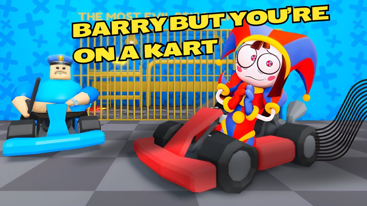 BARRY'S PRISON RUN BUT YOU'RE ON A KART | DRIVING AS POMNI | ROBLOX # ...