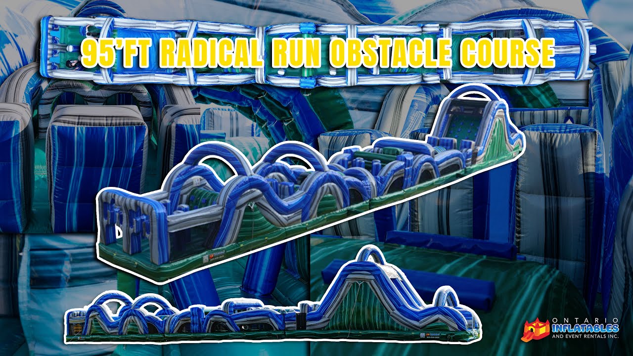 Ontario Inflatables - 95' Radical Run Obstacle Course - YouTube