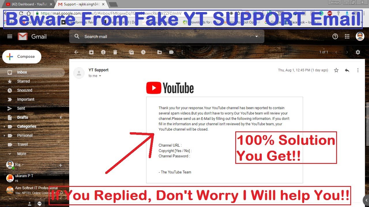 Beware From Fake YouTube Emails From YT Support Stealing Of Your ...