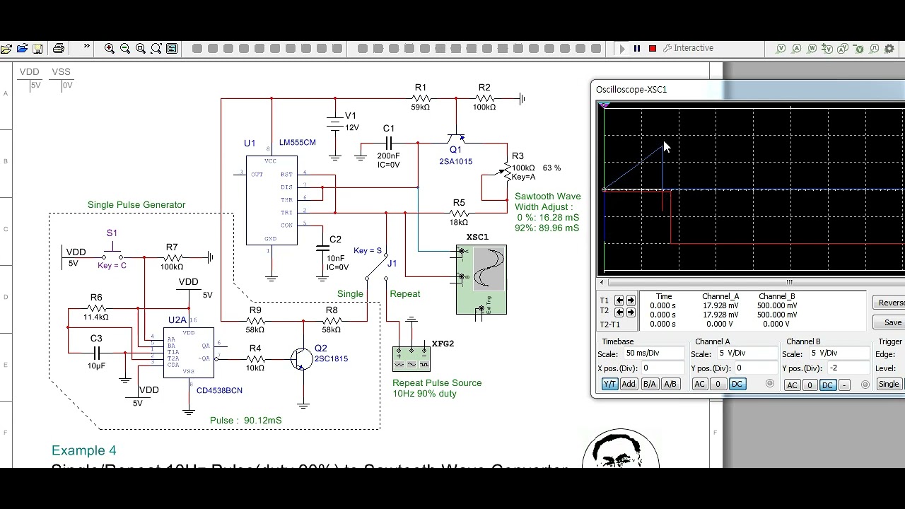 No.4 Single/Repeat 10Hz Pulse(duty 90%) to Sawtooth Wave Converter ...
