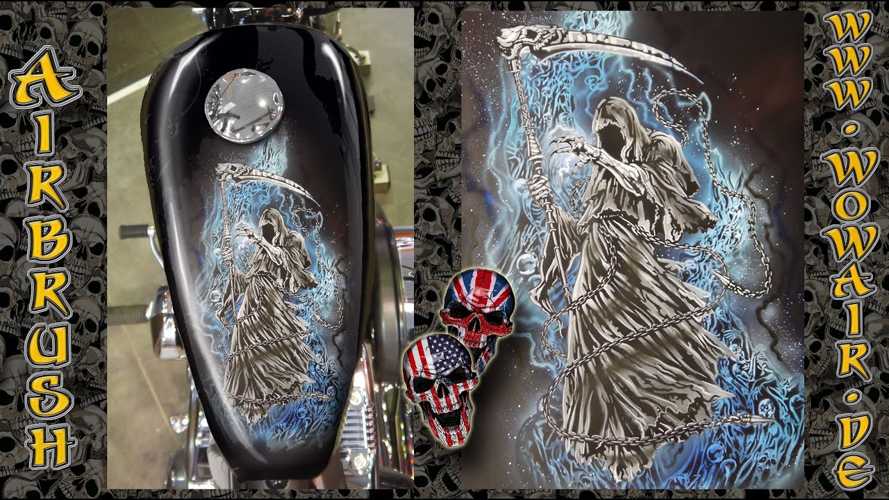 Airbrush by Wow No.925 " Reaper , Blue Variation " english commentary ...