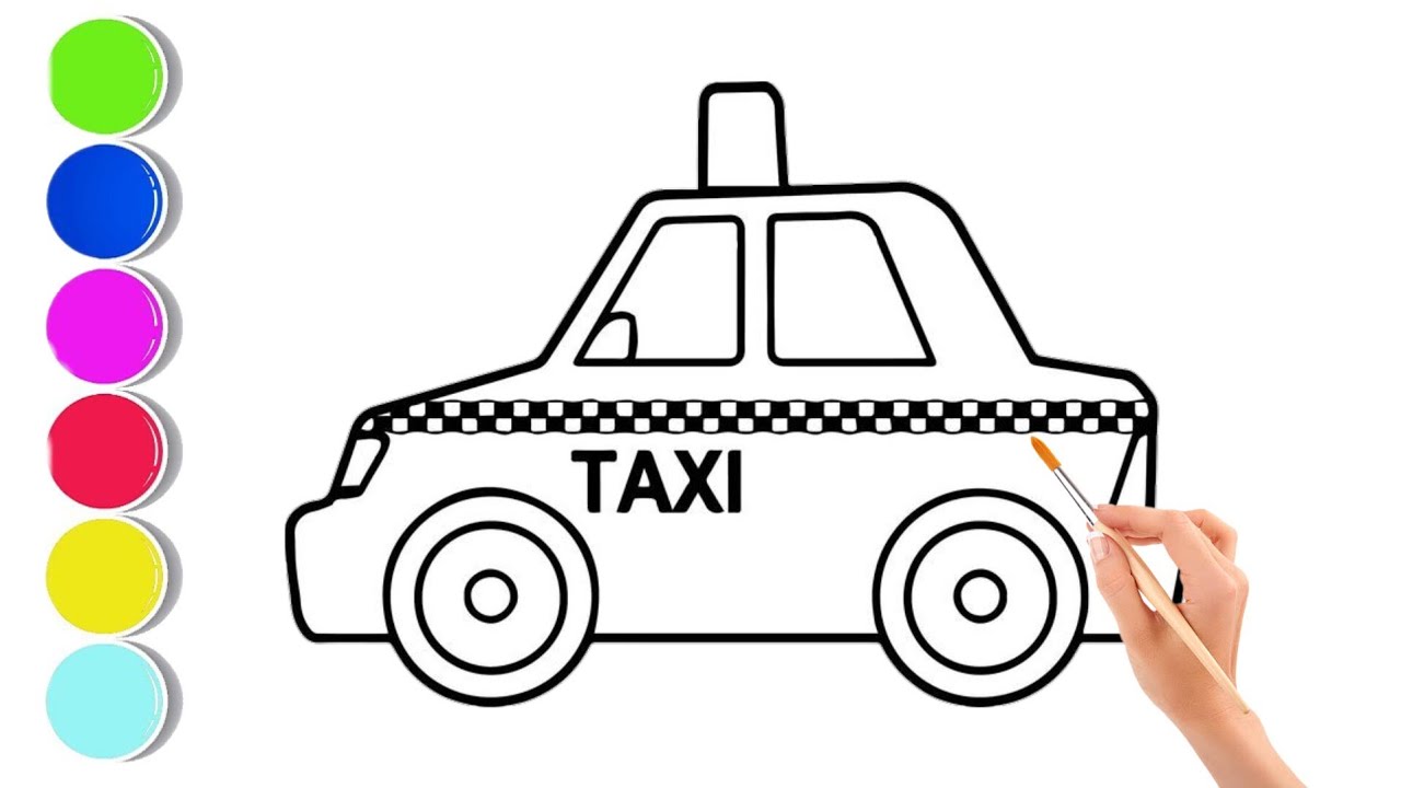 how to draw taxi car drawing for kids | very easy taxi car drawing and ...