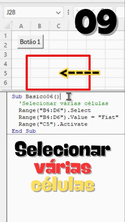Mini Curso Excel VBA 60 SHORTS (Selecionar ou ativar CÉLULA) vídeo 09 - YouTube