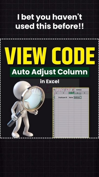 Auto adjust column using view code in excel For Beginners #excel #shortsfeed #shorts #education ...