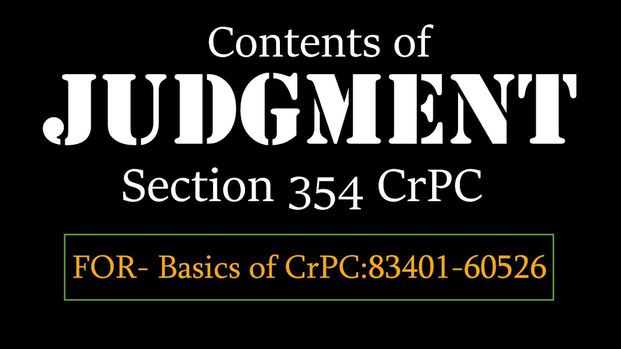 Section 354 CrPC: Judgment - YouTube