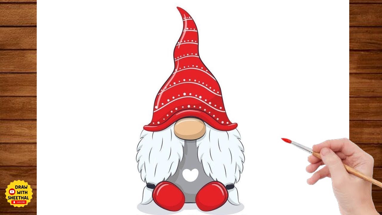 How to draw CHRISTMAS GNOME | Easy drawing of Gnome step by step ...