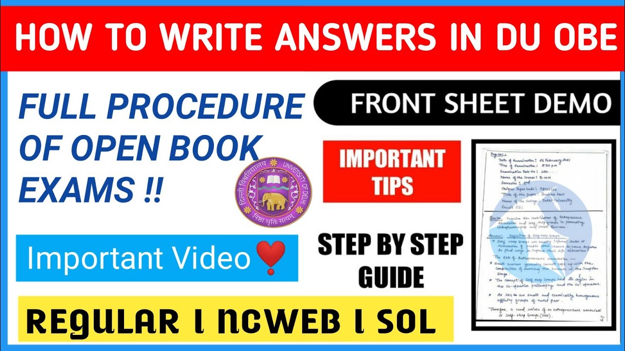 How to write Answers in Du Open Book (OBE) Examination | Front Sheet ...
