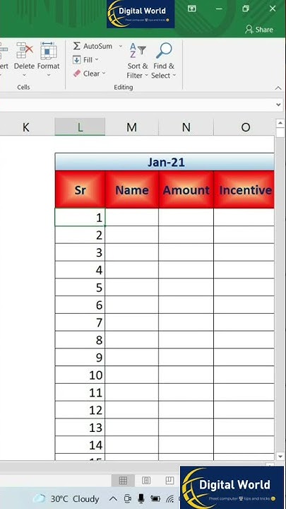 MS EXCEL Tricks & Tips 2021/Fill Series/#shorts - YouTube