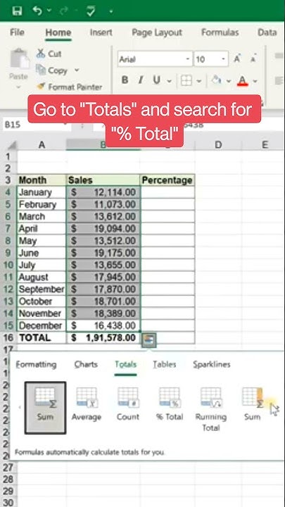 Quick Data Analysis to calculate % Total in Excel - YouTube